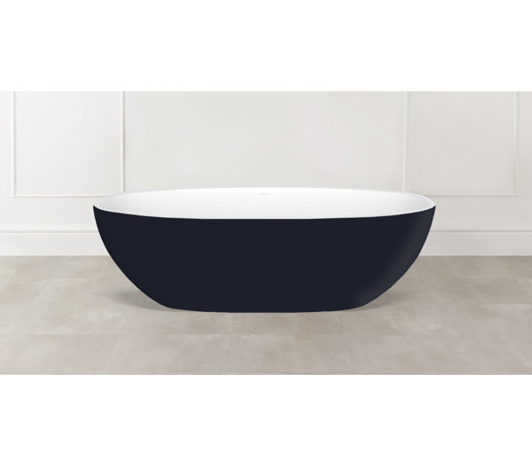 Victoria + Albert Barcelona 70.875" x 34.125" Freestanding Soaking Bathtub in Volcanic Limestone ...